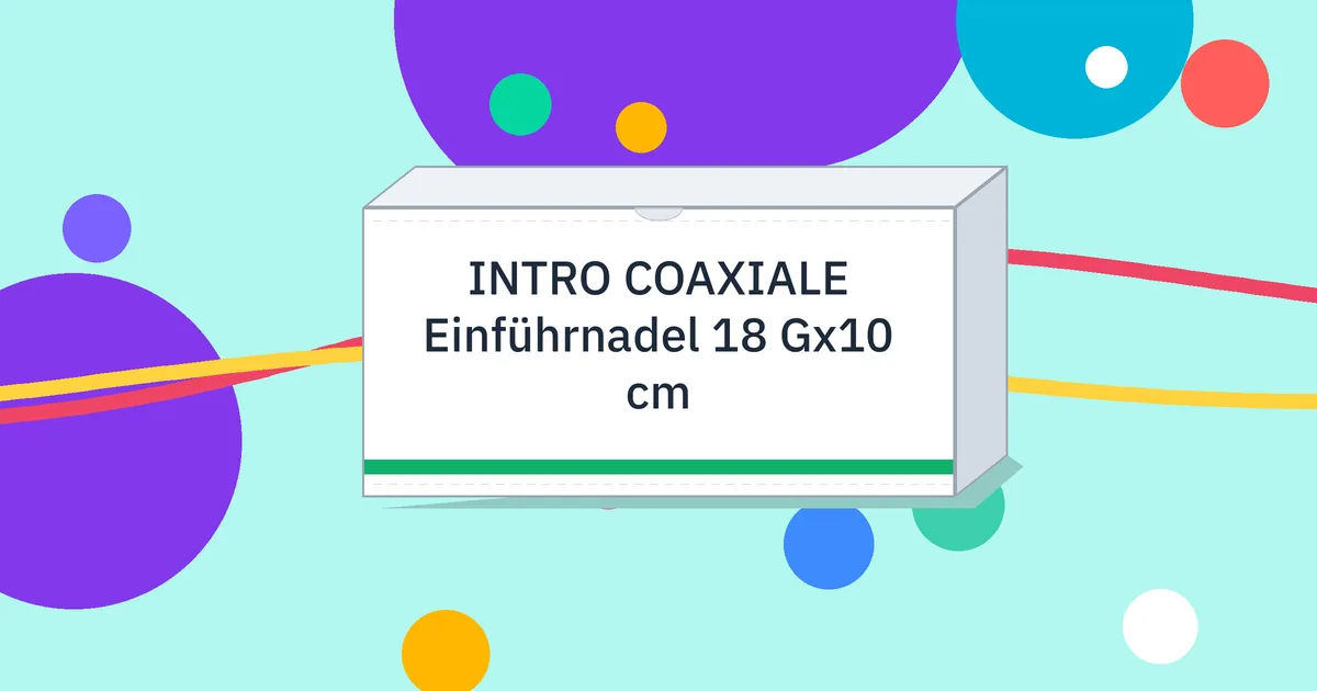 Symbolbild: Packung mit der Aufschrift INTRO COAXIALE Einführnadel 18 Gx10 cm (PZN 16918875) – Verfügbarkeit und Bezug in Apotheken in Frankfurt am Main