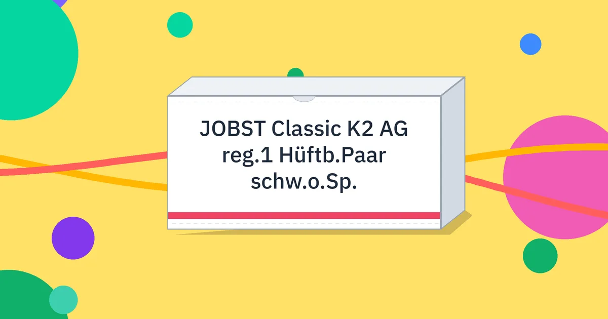 Symbolbild: Packung mit der Aufschrift JOBST Classic K2 AG reg.1 Hüftb.Paar schw.o.Sp. (PZN 13066839) – Verfügbarkeit und Bezug in Apotheken in Frankfurt am Main