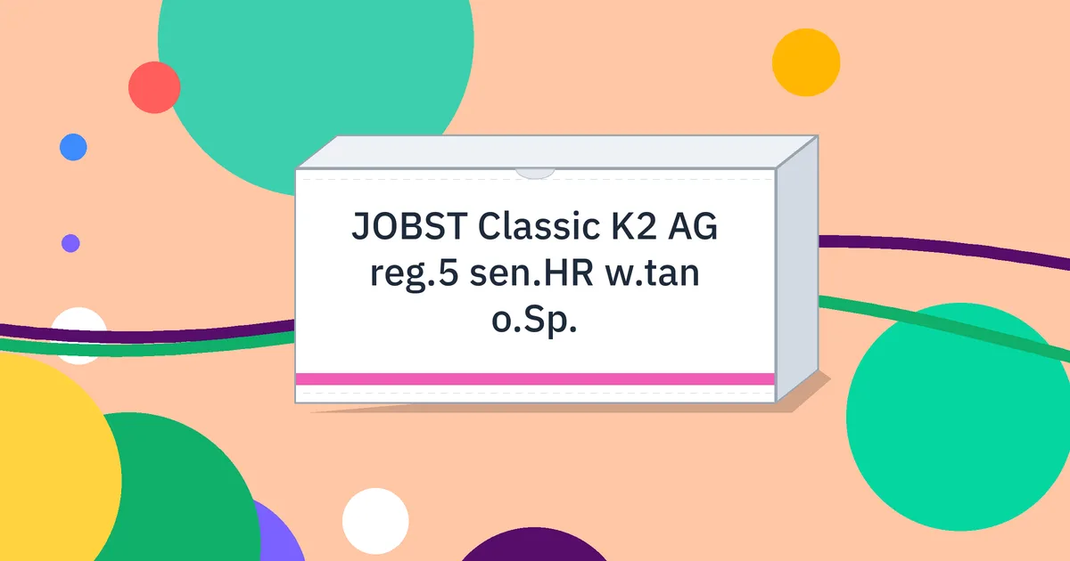 Symbolbild: Packung mit der Aufschrift JOBST Classic K2 AG reg.5 sen.HR w.tan o.Sp. (PZN 17960589) – Verfügbarkeit und Bezug in Apotheken in Frankfurt am Main