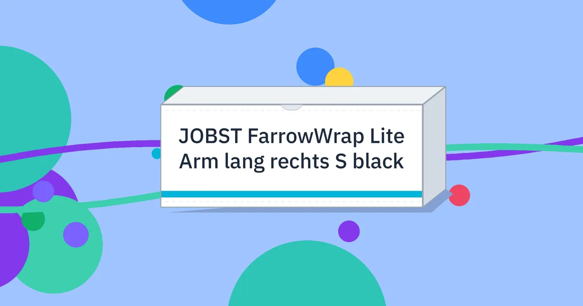 Symbolbild: Packung mit der Aufschrift JOBST FarrowWrap Lite Arm lang rechts S black (PZN 13870234) – Verfügbarkeit und Bezug in Apotheken in Frankfurt am Main