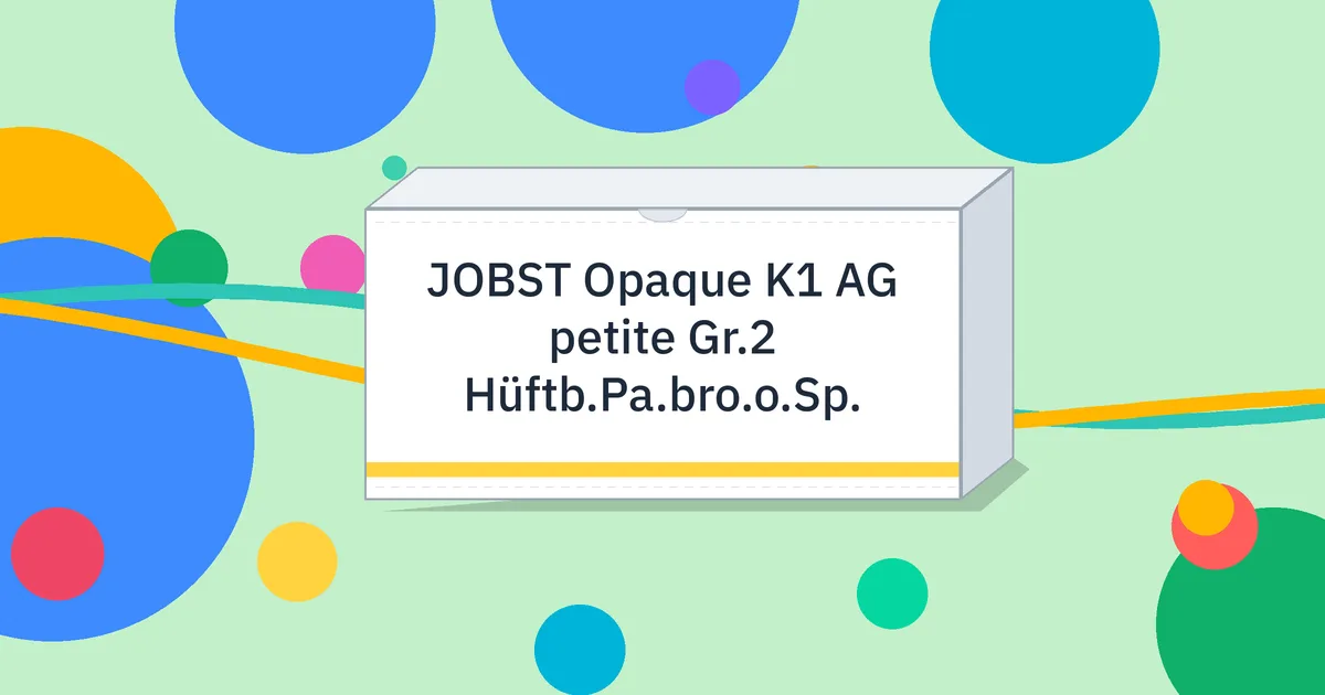 Symbolbild: Packung mit der Aufschrift JOBST Opaque K1 AG petite Gr.2 Hüftb.Pa.bro.o.Sp. (PZN 13098555) – Verfügbarkeit und Bezug in Apotheken in Frankfurt am Main
