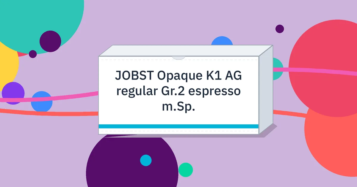 Symbolbild: Packung mit der Aufschrift JOBST Opaque K1 AG regular Gr.2 espresso m.Sp. (PZN 16267171) – Verfügbarkeit und Bezug in Apotheken in Frankfurt am Main