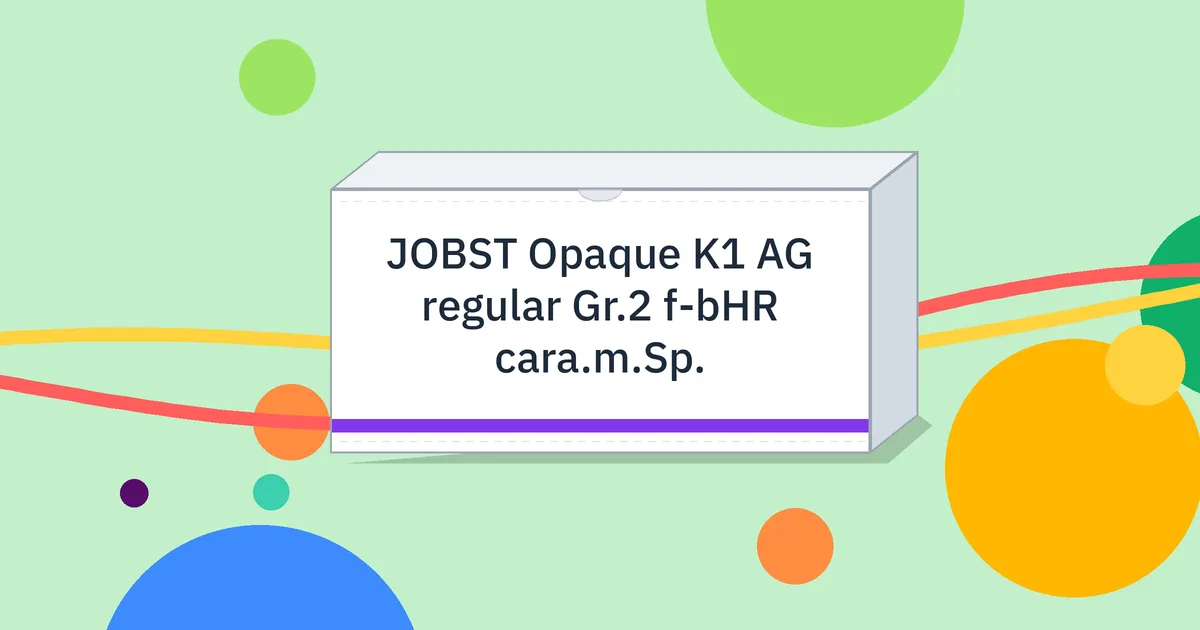 Symbolbild: Packung mit der Aufschrift JOBST Opaque K1 AG regular Gr.2 f-bHR cara.m.Sp. (PZN 13090542) – Verfügbarkeit und Bezug in Apotheken in Frankfurt am Main