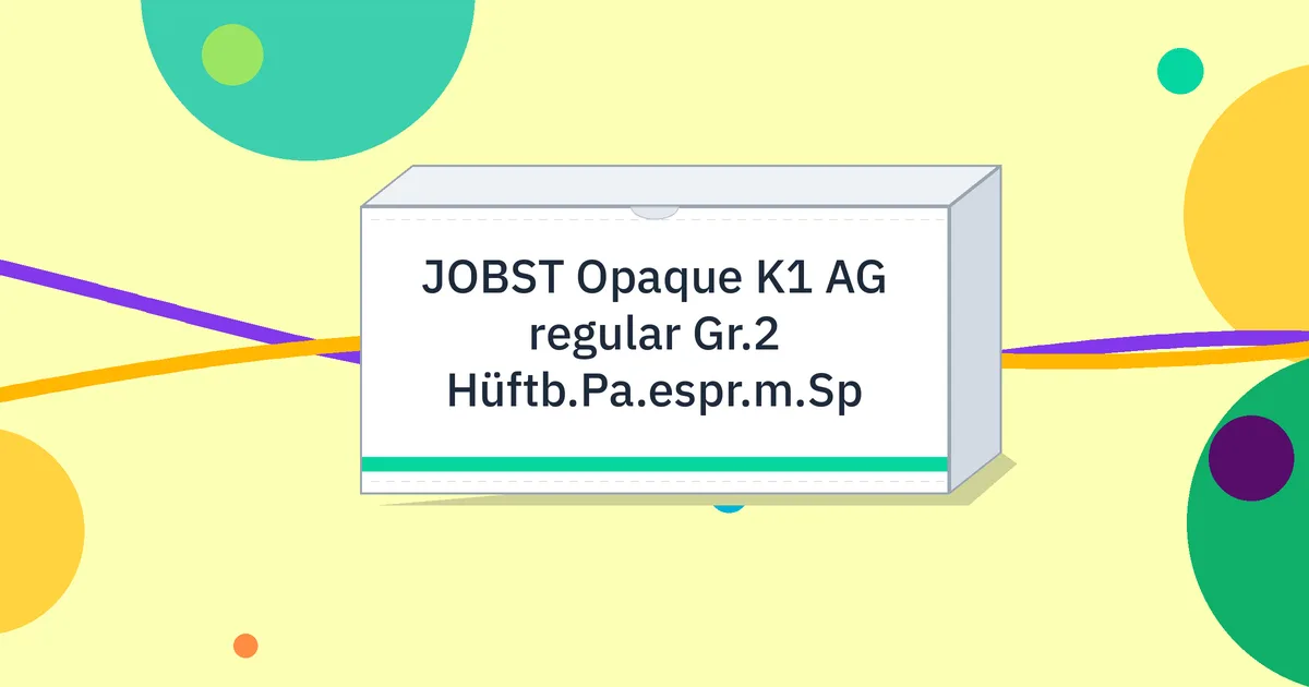 Symbolbild: Packung mit der Aufschrift JOBST Opaque K1 AG regular Gr.2 Hüftb.Pa.espr.m.Sp (PZN 16272901) – Verfügbarkeit und Bezug in Apotheken in Frankfurt am Main