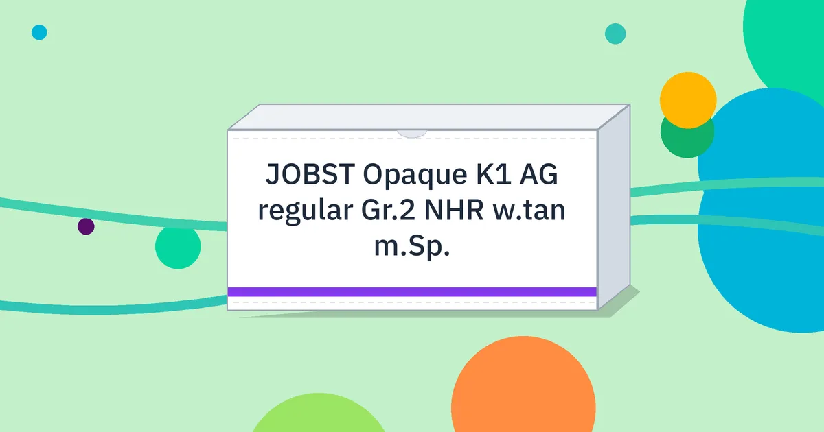 Symbolbild: Packung mit der Aufschrift JOBST Opaque K1 AG regular Gr.2 NHR w.tan m.Sp. (PZN 16266585) – Verfügbarkeit und Bezug in Apotheken in Frankfurt am Main