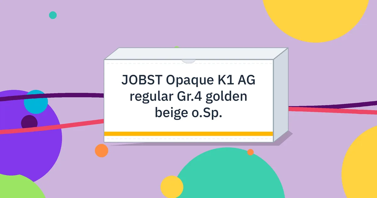 Symbolbild: Packung mit der Aufschrift JOBST Opaque K1 AG regular Gr.4 golden beige o.Sp. (PZN 16265367) – Verfügbarkeit und Bezug in Apotheken in Frankfurt am Main