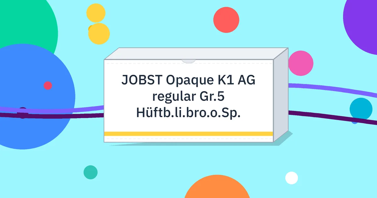 Symbolbild: Packung mit der Aufschrift JOBST Opaque K1 AG regular Gr.5 Hüftb.li.bro.o.Sp. (PZN 13100022) – Verfügbarkeit und Bezug in Apotheken in Frankfurt am Main