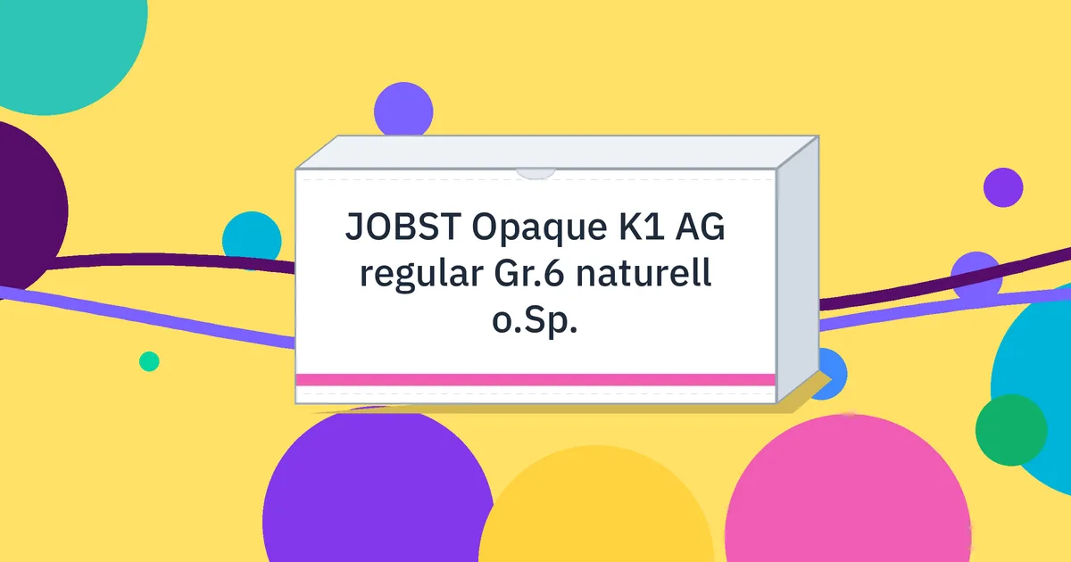 Symbolbild: Packung mit der Aufschrift JOBST Opaque K1 AG regular Gr.6 naturell o.Sp. (PZN 13095829) – Verfügbarkeit und Bezug in Apotheken in Frankfurt am Main