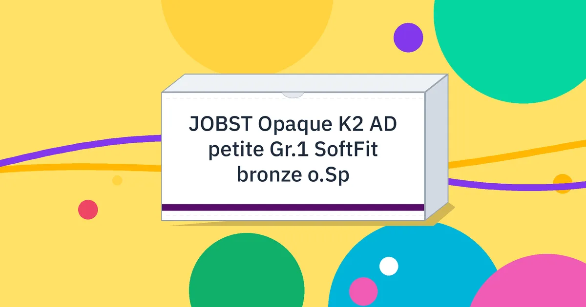 Symbolbild: Packung mit der Aufschrift JOBST Opaque K2 AD petite Gr.1 SoftFit bronze o.Sp (PZN 13109951) – Verfügbarkeit und Bezug in Apotheken in Frankfurt am Main