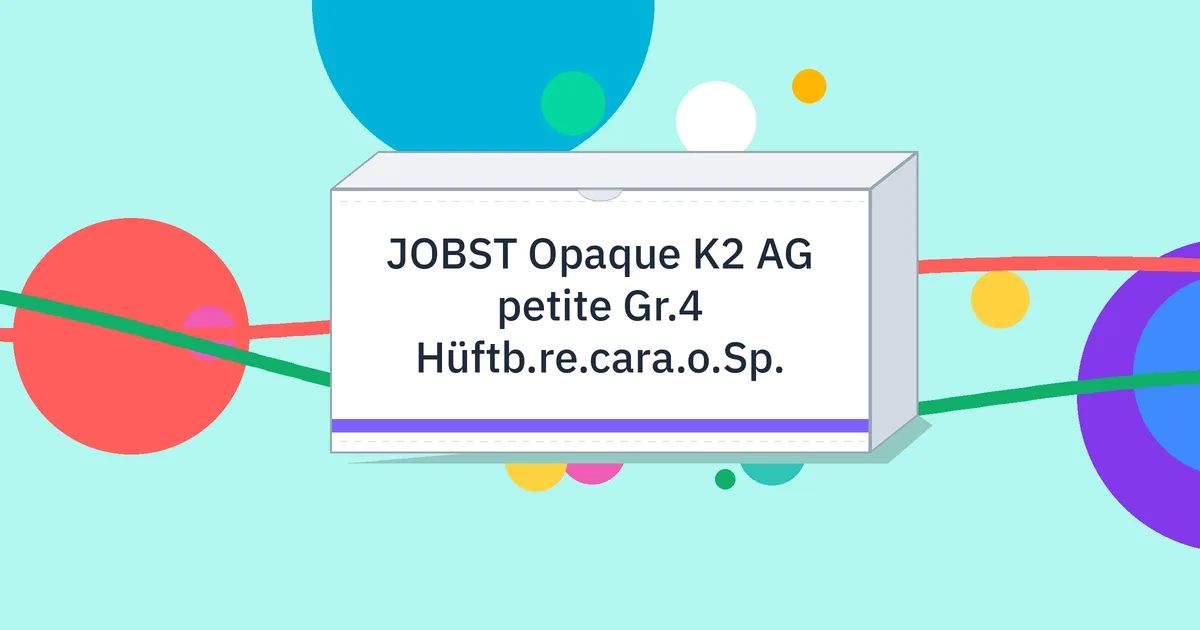 Symbolbild: Packung mit der Aufschrift JOBST Opaque K2 AG petite Gr.4 Hüftb.re.cara.o.Sp. (PZN 13115360) – Verfügbarkeit und Bezug in Apotheken in Frankfurt am Main