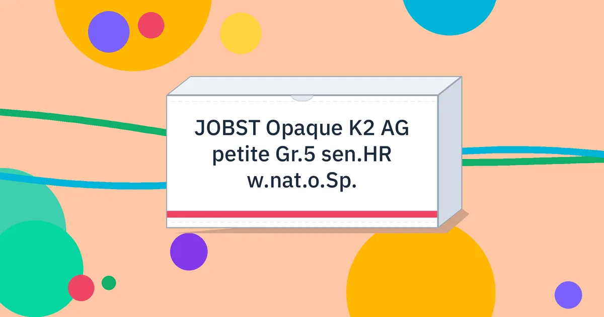 Symbolbild: Packung mit der Aufschrift JOBST Opaque K2 AG petite Gr.5 sen.HR w.nat.o.Sp. (PZN 11256837) – Verfügbarkeit und Bezug in Apotheken in Frankfurt am Main