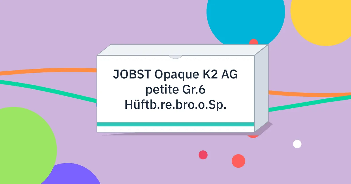 Symbolbild: Packung mit der Aufschrift JOBST Opaque K2 AG petite Gr.6 Hüftb.re.bro.o.Sp. (PZN 13115325) – Verfügbarkeit und Bezug in Apotheken in Frankfurt am Main
