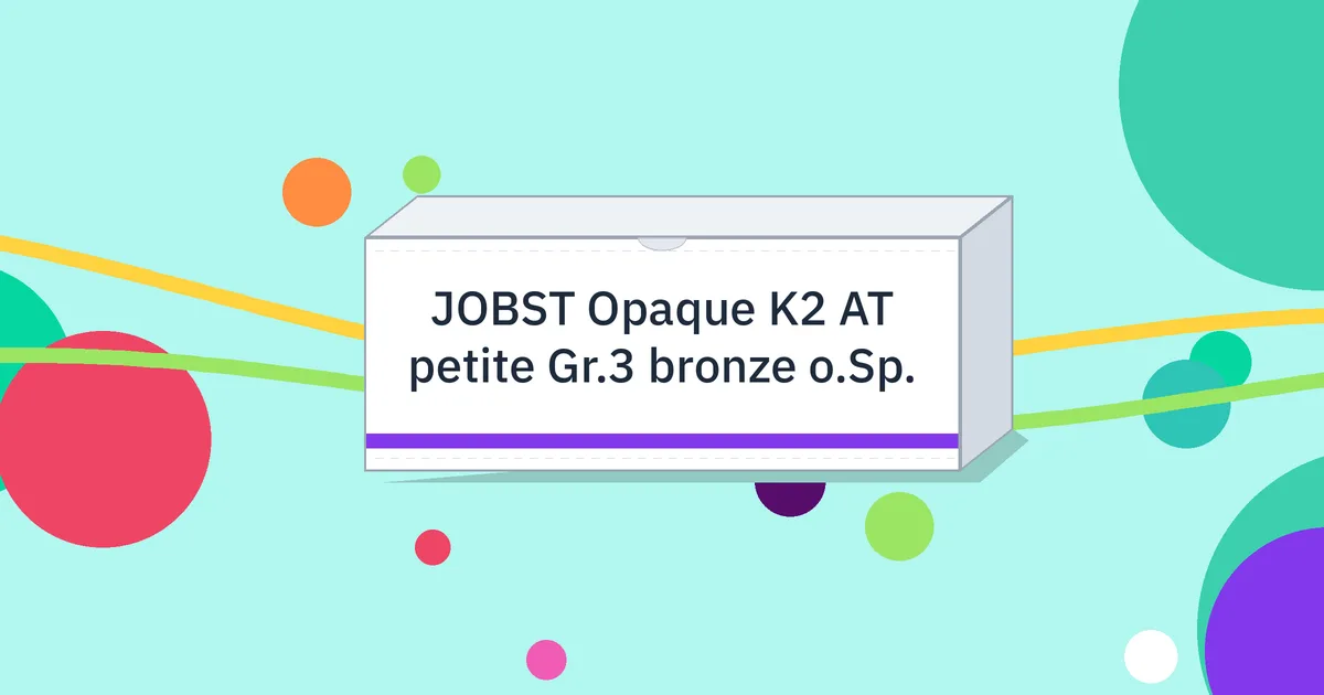 Symbolbild: Packung mit der Aufschrift JOBST Opaque K2 AT petite Gr.3 bronze o.Sp. (PZN 13119671) – Verfügbarkeit und Bezug in Apotheken in Frankfurt am Main