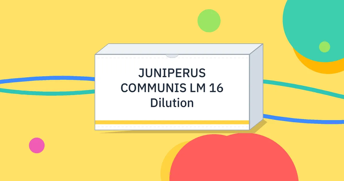 Symbolbild: Packung mit der Aufschrift JUNIPERUS COMMUNIS LM 16 Dilution (PZN 13564684) – Verfügbarkeit und Bezug in Apotheken in Frankfurt am Main