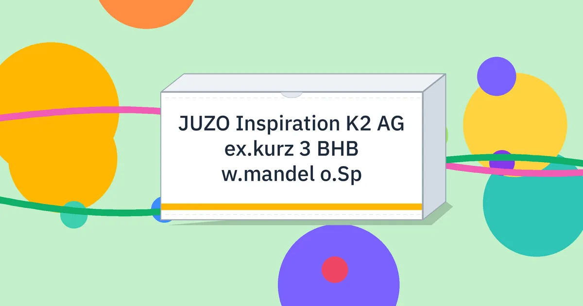 Symbolbild: Packung mit der Aufschrift JUZO Inspiration K2 AG ex.kurz 3 BHB w.mandel o.Sp (PZN 14852149) – Verfügbarkeit und Bezug in Apotheken in Frankfurt am Main