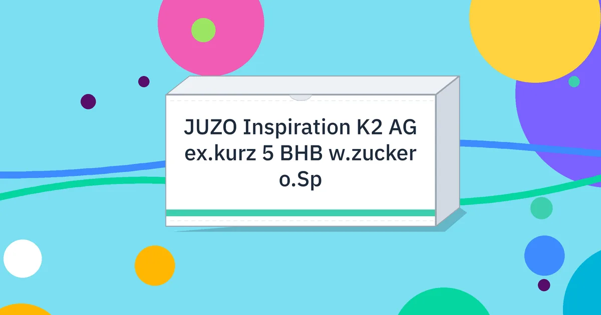 Symbolbild: Packung mit der Aufschrift JUZO Inspiration K2 AG ex.kurz 5 BHB w.zucker o.Sp (PZN 14851718) – Verfügbarkeit und Bezug in Apotheken in Frankfurt am Main