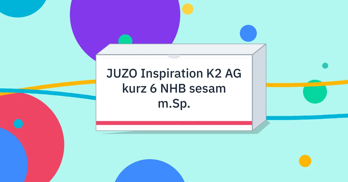 Symbolbild: Packung mit der Aufschrift JUZO Inspiration K2 AG kurz 6 NHB sesam m.Sp. (PZN 14950691) – Verfügbarkeit und Bezug in Apotheken in Frankfurt am Main