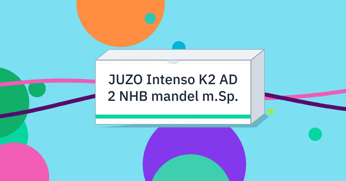 Symbolbild: Packung mit der Aufschrift JUZO Intenso K2 AD 2 NHB mandel m.Sp. (PZN 18609902) – Verfügbarkeit und Bezug in Apotheken in Frankfurt am Main
