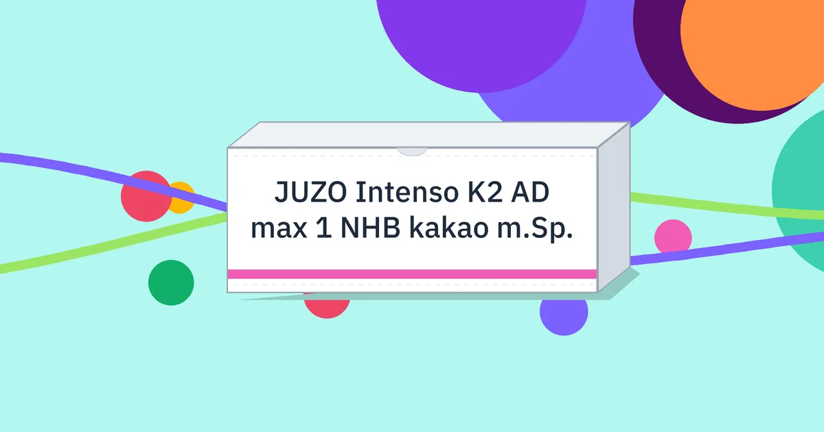 Symbolbild: Packung mit der Aufschrift JUZO Intenso K2 AD max 1 NHB kakao m.Sp. (PZN 18613016) – Verfügbarkeit und Bezug in Apotheken in Frankfurt am Main