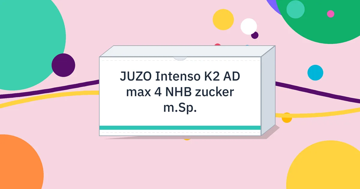Symbolbild: Packung mit der Aufschrift JUZO Intenso K2 AD max 4 NHB zucker m.Sp. (PZN 18612525) – Verfügbarkeit und Bezug in Apotheken in Frankfurt am Main