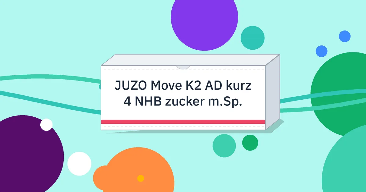 Symbolbild: Packung mit der Aufschrift JUZO Move K2 AD kurz 4 NHB zucker m.Sp. (PZN 18508638) – Verfügbarkeit und Bezug in Apotheken in Frankfurt am Main