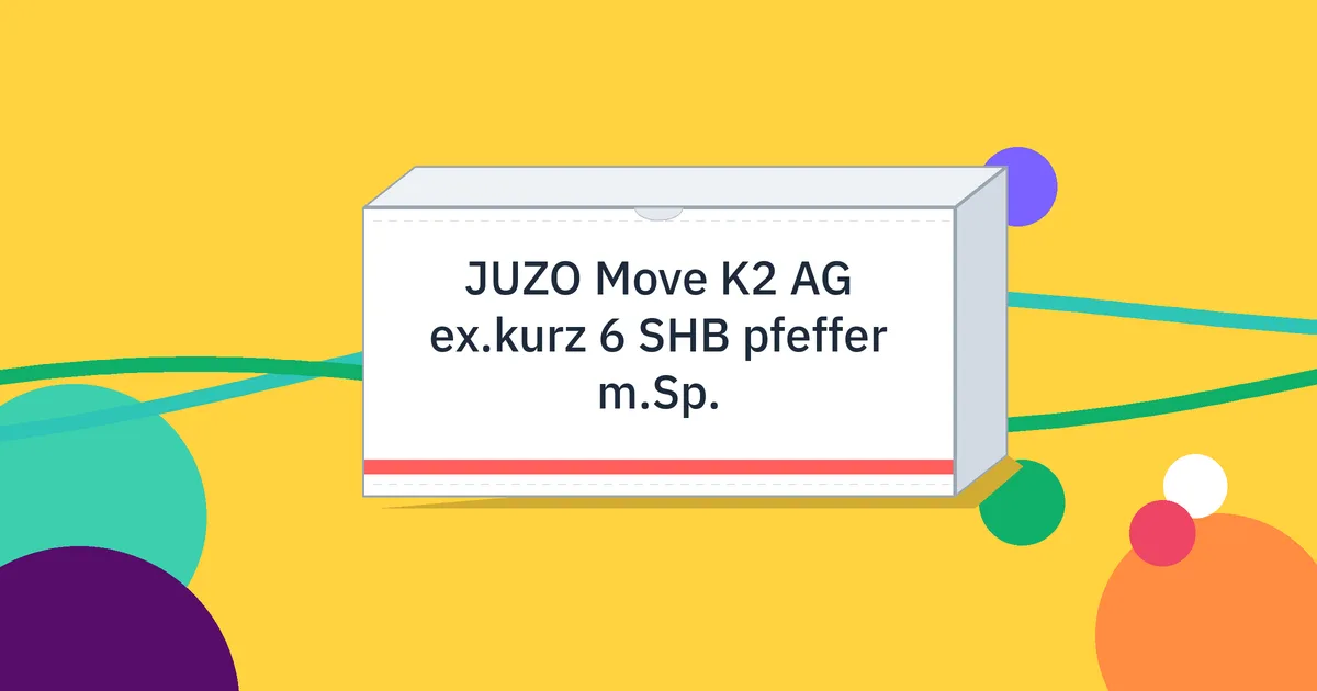 Symbolbild: Packung mit der Aufschrift JUZO Move K2 AG ex.kurz 6 SHB pfeffer m.Sp. (PZN 16651389) – Verfügbarkeit und Bezug in Apotheken in Frankfurt am Main