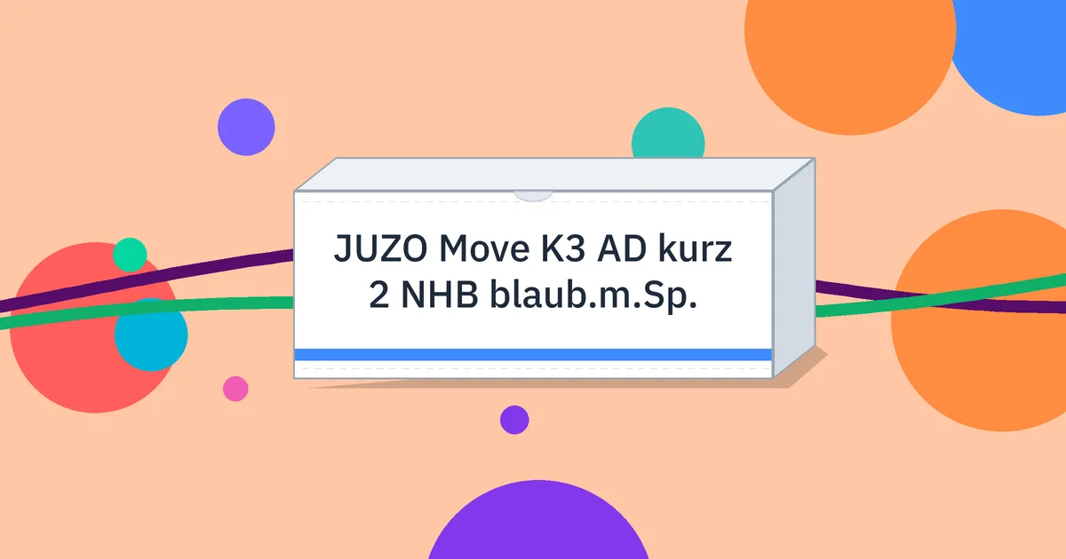 Symbolbild: Packung mit der Aufschrift JUZO Move K3 AD kurz 2 NHB blaub.m.Sp. (PZN 18572027) – Verfügbarkeit und Bezug in Apotheken in Frankfurt am Main