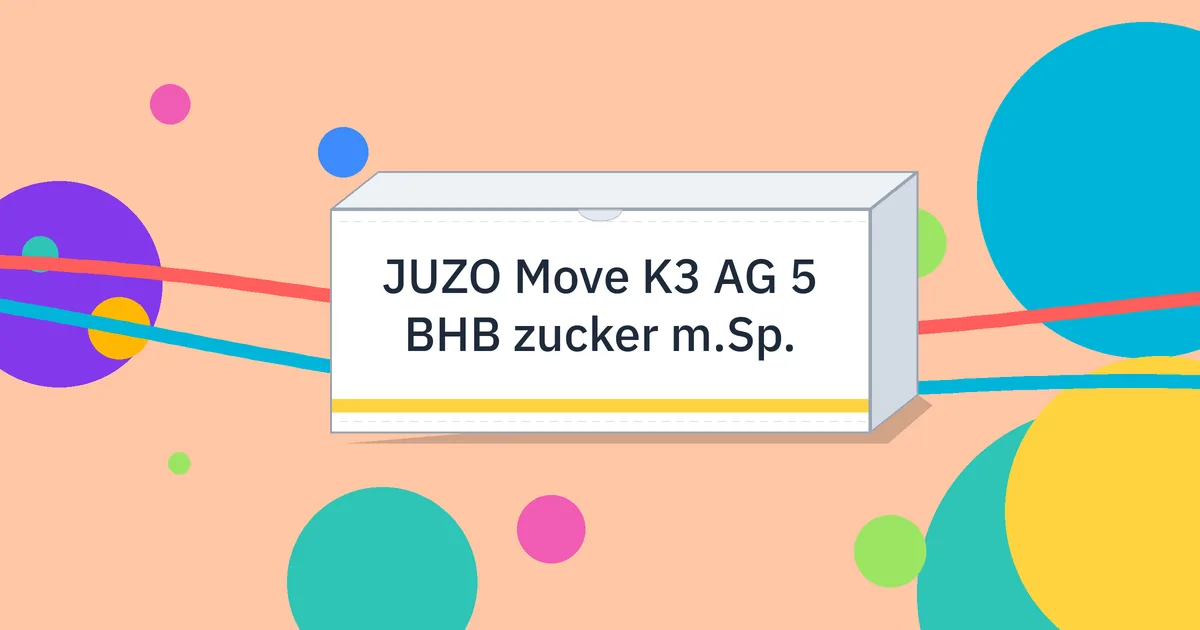 Symbolbild: Packung mit der Aufschrift JUZO Move K3 AG 5 BHB zucker m.Sp. (PZN 18575586) – Verfügbarkeit und Bezug in Apotheken in Frankfurt am Main