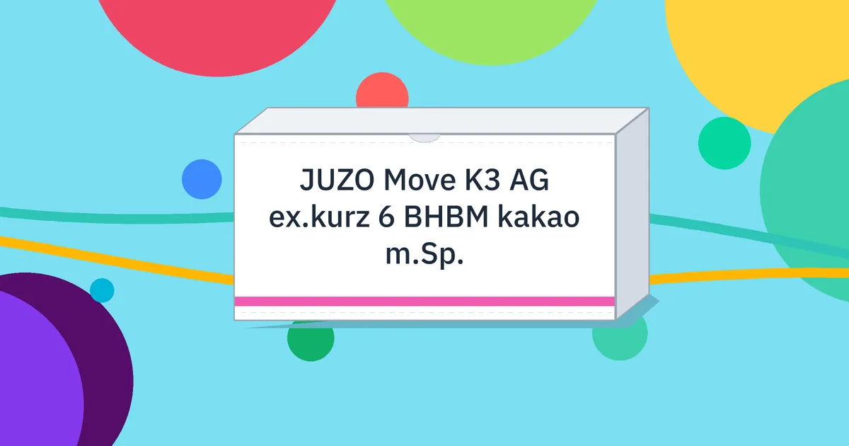Symbolbild: Packung mit der Aufschrift JUZO Move K3 AG ex.kurz 6 BHBM kakao m.Sp. (PZN 18595991) – Verfügbarkeit und Bezug in Apotheken in Frankfurt am Main