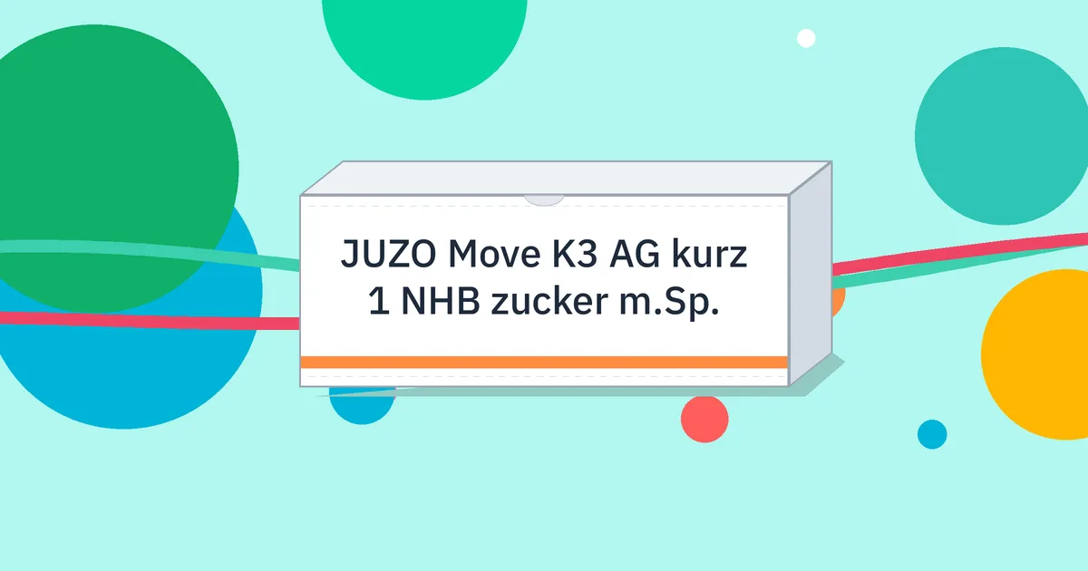 Symbolbild: Packung mit der Aufschrift JUZO Move K3 AG kurz 1 NHB zucker m.Sp. (PZN 18579029) – Verfügbarkeit und Bezug in Apotheken in Frankfurt am Main
