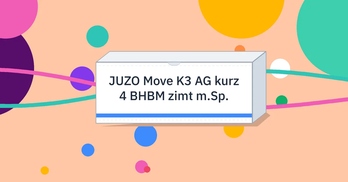 Symbolbild: Packung mit der Aufschrift JUZO Move K3 AG kurz 4 BHBM zimt m.Sp. (PZN 18580021) – Verfügbarkeit und Bezug in Apotheken in Frankfurt am Main