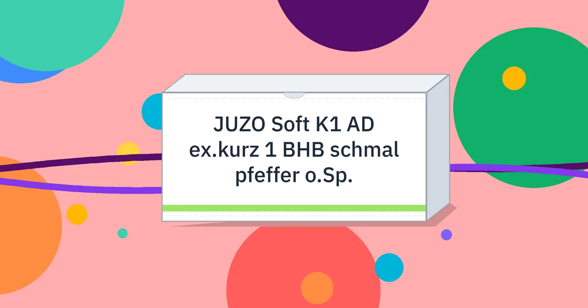 Symbolbild: Packung mit der Aufschrift JUZO Soft K1 AD ex.kurz 1 BHB schmal pfeffer o.Sp. (PZN 15464142) – Verfügbarkeit und Bezug in Apotheken in Frankfurt am Main