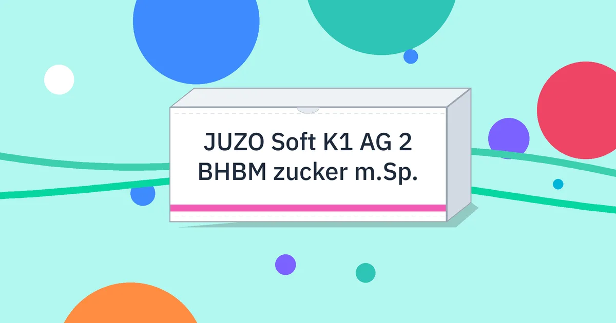 Symbolbild: Packung mit der Aufschrift JUZO Soft K1 AG 2 BHBM zucker m.Sp. (PZN 14854711) – Verfügbarkeit und Bezug in Apotheken in Frankfurt am Main