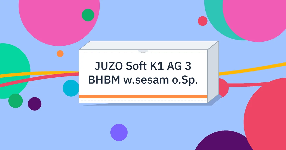 Symbolbild: Packung mit der Aufschrift JUZO Soft K1 AG 3 BHBM w.sesam o.Sp. (PZN 14864856) – Verfügbarkeit und Bezug in Apotheken in Frankfurt am Main