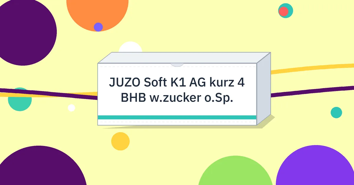 Symbolbild: Packung mit der Aufschrift JUZO Soft K1 AG kurz 4 BHB w.zucker o.Sp. (PZN 14838528) – Verfügbarkeit und Bezug in Apotheken in Frankfurt am Main