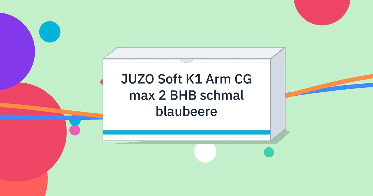 Symbolbild: Packung mit der Aufschrift JUZO Soft K1 Arm CG max 2 BHB schmal blaubeere (PZN 15509726) – Verfügbarkeit und Bezug in Apotheken in Frankfurt am Main