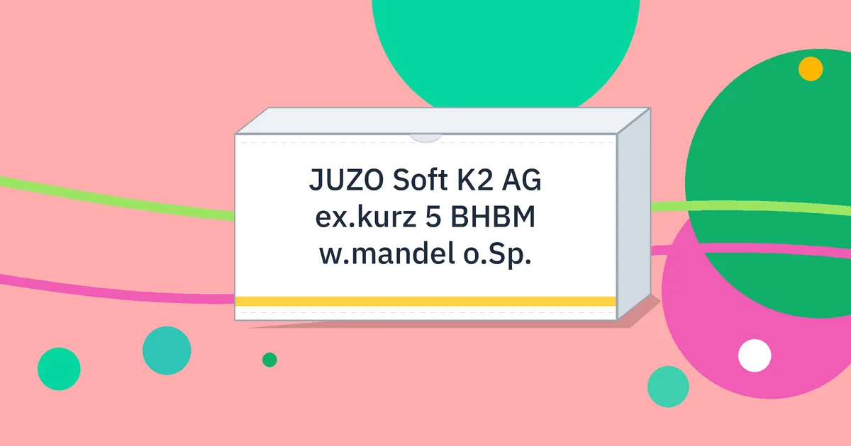 Symbolbild: Packung mit der Aufschrift JUZO Soft K2 AG ex.kurz 5 BHBM w.mandel o.Sp. (PZN 14870325) – Verfügbarkeit und Bezug in Apotheken in Frankfurt am Main