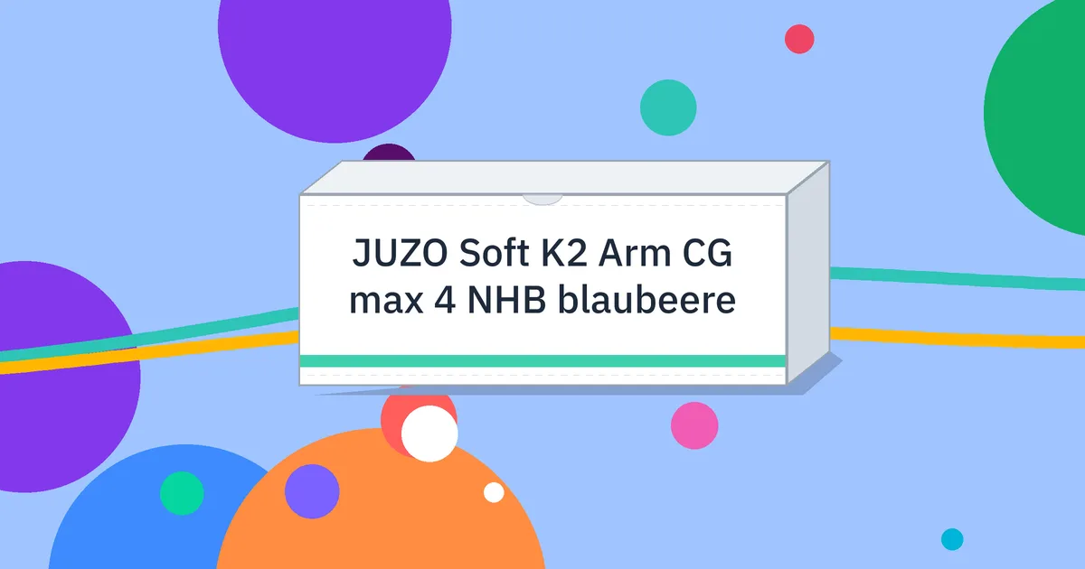 Symbolbild: Packung mit der Aufschrift JUZO Soft K2 Arm CG max 4 NHB blaubeere (PZN 15512817) – Verfügbarkeit und Bezug in Apotheken in Frankfurt am Main
