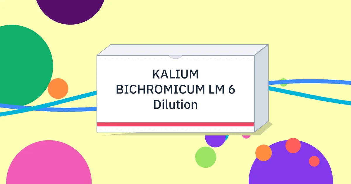 Symbolbild: Packung mit der Aufschrift KALIUM BICHROMICUM LM 6 Dilution (PZN 07540573) – Verfügbarkeit und Bezug in Apotheken in Frankfurt am Main