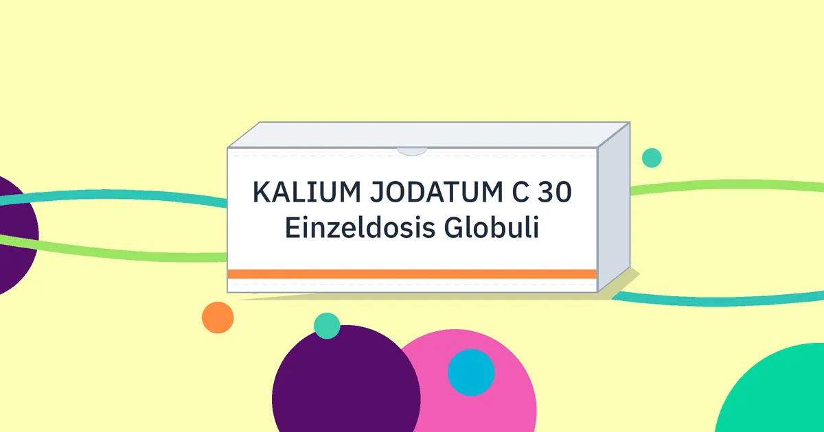 Symbolbild: Packung mit der Aufschrift KALIUM JODATUM C 30 Einzeldosis Globuli (PZN 01576239) – Verfügbarkeit und Bezug in Apotheken in Frankfurt am Main