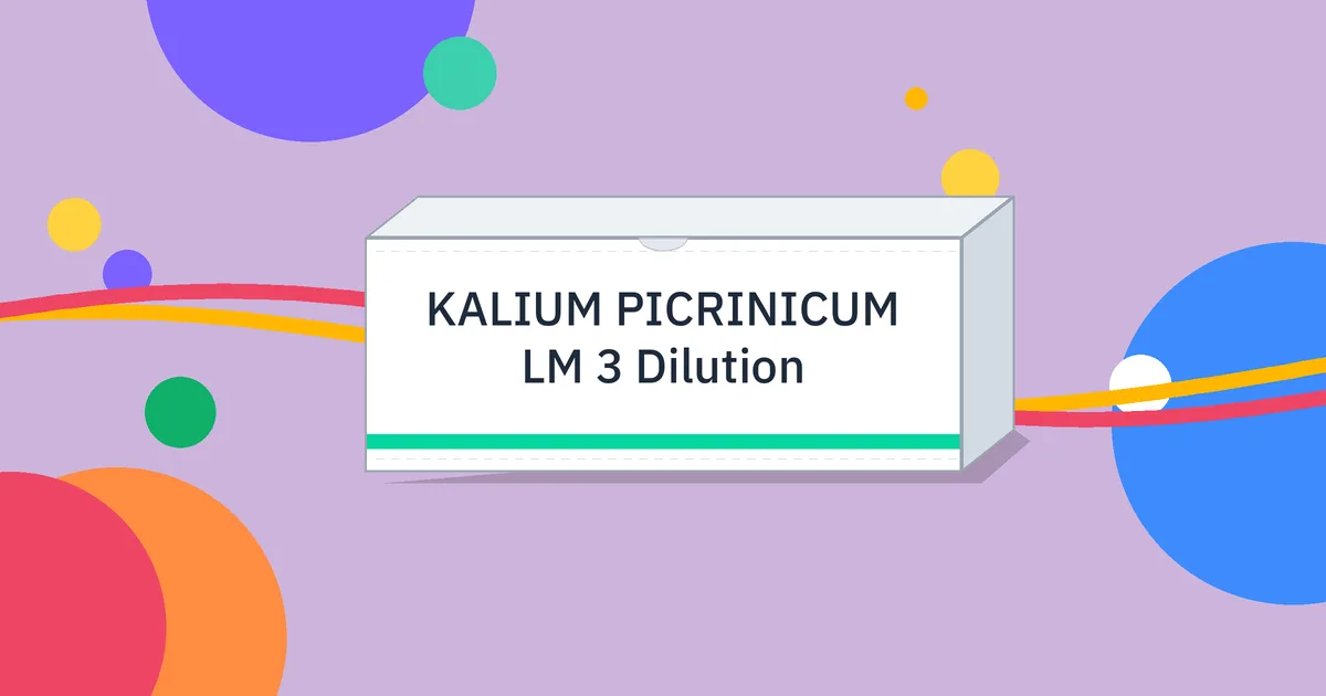 Symbolbild: Packung mit der Aufschrift KALIUM PICRINICUM LM 3 Dilution (PZN 12924896) – Verfügbarkeit und Bezug in Apotheken in Frankfurt am Main