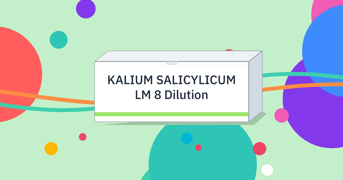 Symbolbild: Packung mit der Aufschrift KALIUM SALICYLICUM LM 8 Dilution (PZN 12925387) – Verfügbarkeit und Bezug in Apotheken in Frankfurt am Main