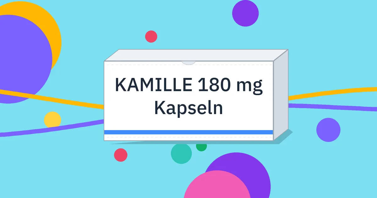 Symbolbild: Packung mit der Aufschrift KAMILLE 180 mg Kapseln (PZN 18216373) – Verfügbarkeit und Bezug in Apotheken in Frankfurt am Main