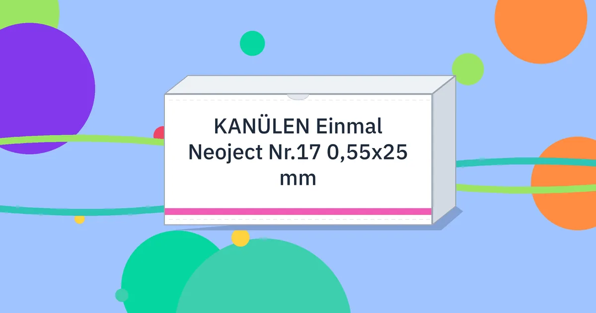 Symbolbild: Packung mit der Aufschrift KANÜLEN Einmal Neoject Nr.17 0,55x25 mm (PZN 10831251) – Verfügbarkeit und Bezug in Apotheken in Frankfurt am Main