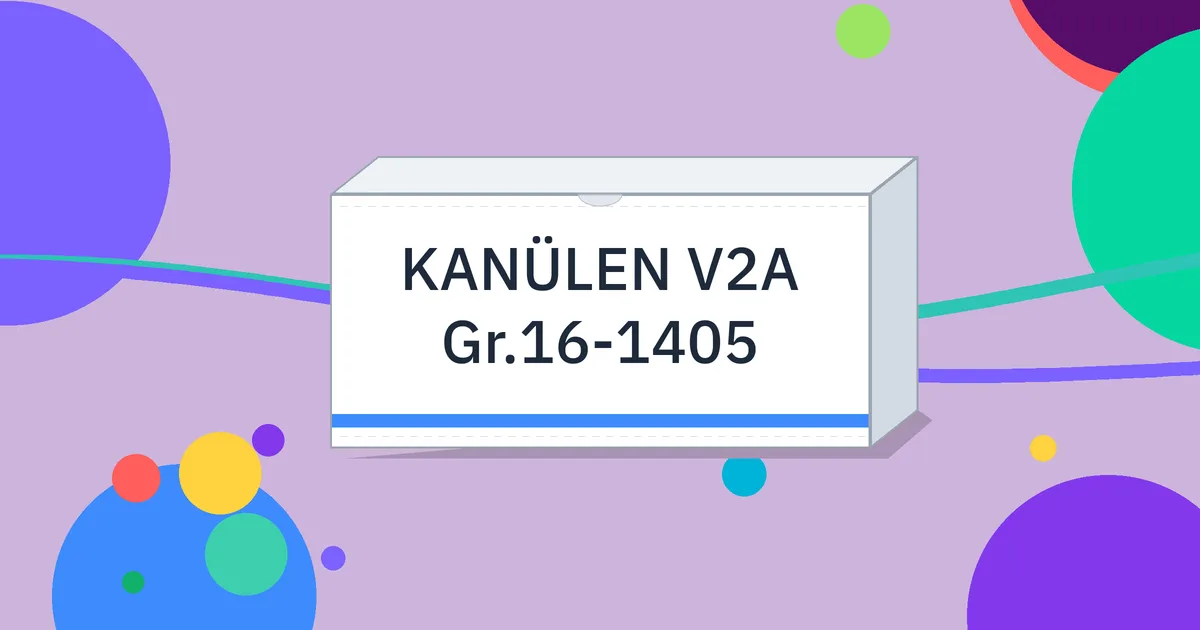 Symbolbild: Packung mit der Aufschrift KANÜLEN V2A Gr.16-1405 (PZN 01963686) – Verfügbarkeit und Bezug in Apotheken in Frankfurt am Main