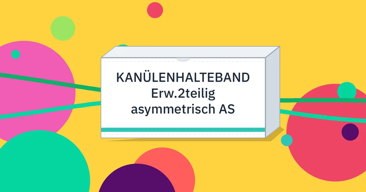 Symbolbild: Packung mit der Aufschrift KANÜLENHALTEBAND Erw.2teilig asymmetrisch AS (PZN 08628732) – Verfügbarkeit und Bezug in Apotheken in Frankfurt am Main
