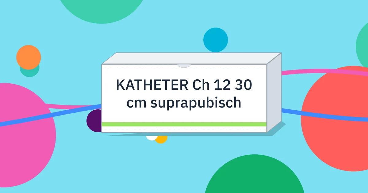 Symbolbild: Packung mit der Aufschrift KATHETER Ch 12 30 cm suprapubisch (PZN 01464486) – Verfügbarkeit und Bezug in Apotheken in Frankfurt am Main
