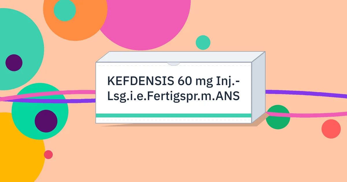 Symbolbild: Packung mit der Aufschrift KEFDENSIS 60 mg Inj.-Lsg.i.e.Fertigspr.m.ANS (PZN 20647258) – Verfügbarkeit und Bezug in Apotheken in Frankfurt am Main