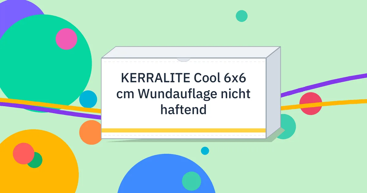Symbolbild: Packung mit der Aufschrift KERRALITE Cool 6x6 cm Wundauflage nicht haftend (PZN 18729546) – Verfügbarkeit und Bezug in Apotheken in Frankfurt am Main