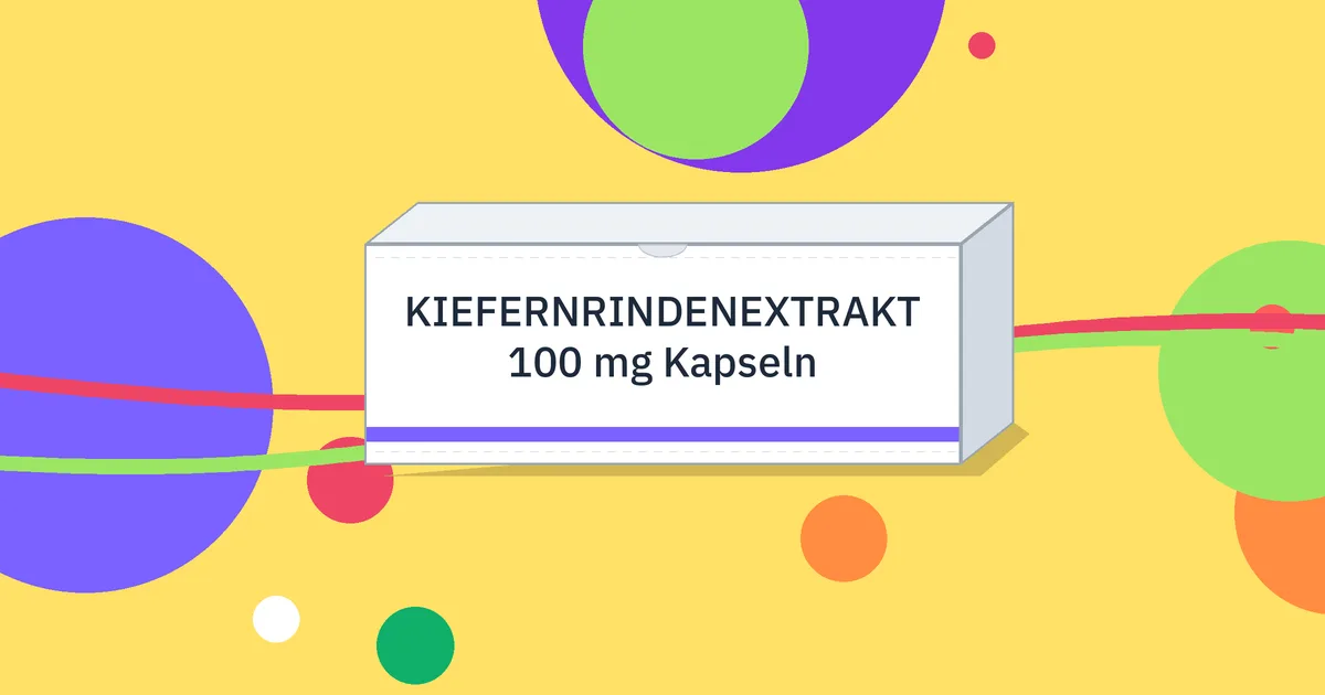 Symbolbild: Packung mit der Aufschrift KIEFERNRINDENEXTRAKT 100 mg Kapseln (PZN 18486523) – Verfügbarkeit und Bezug in Apotheken in Frankfurt am Main